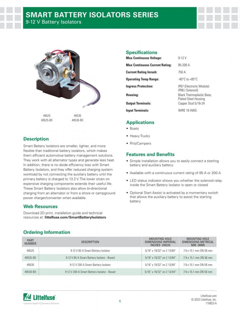 Littelfuse 48525 technical document preview