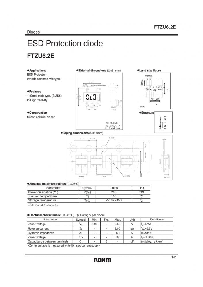 FTZU6.2ET148 technical document page 1