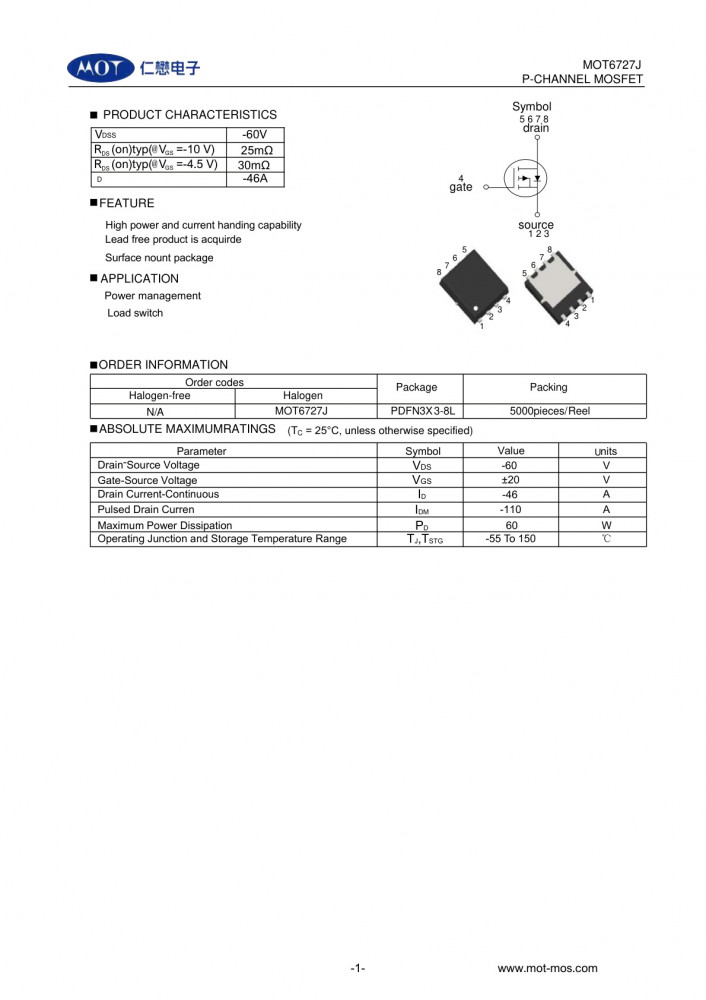 MOT6727J datasheet page 1