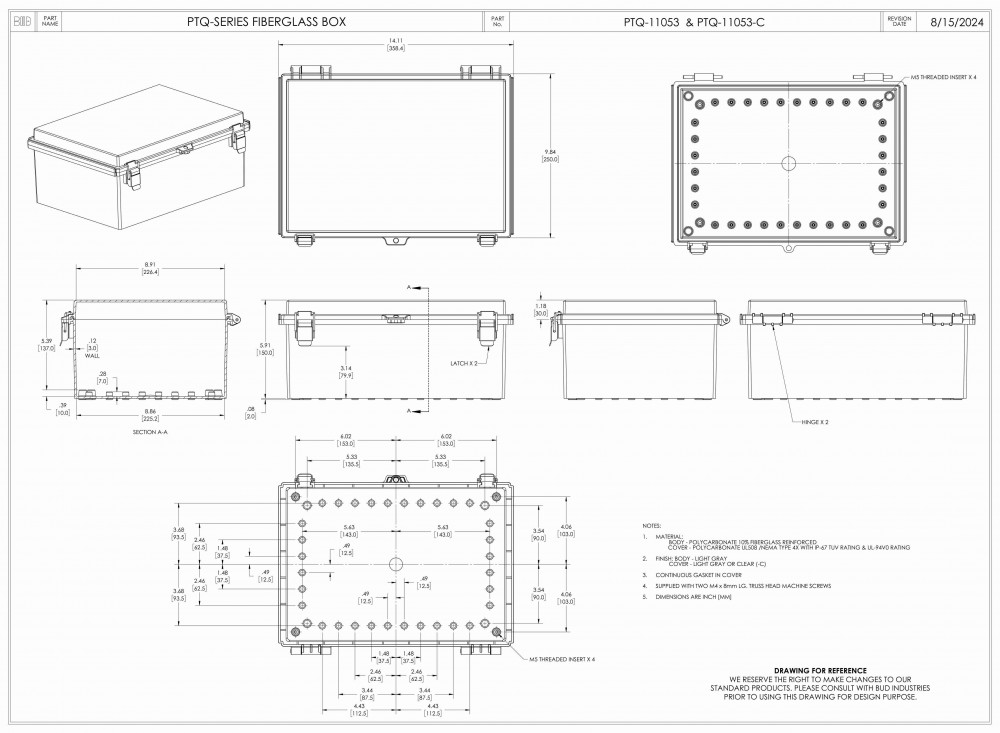 PTQ-11053-C product drawing, page 1