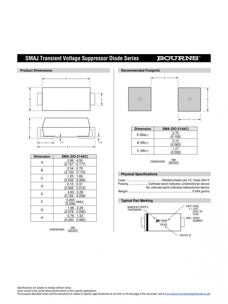BOURNS SMAJ TVS datasheet page 3