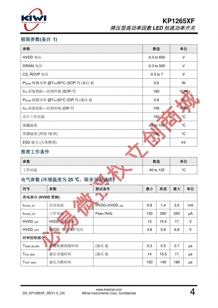 KP12654FDP datasheet page 4