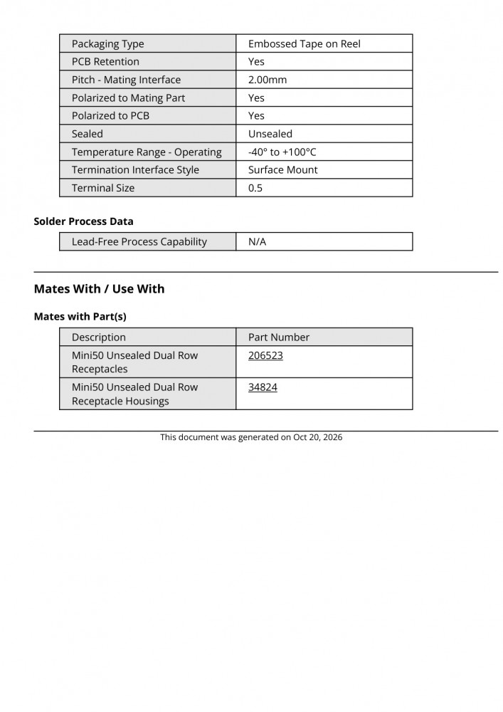 Technical document page 3 for MOLEX 348978120