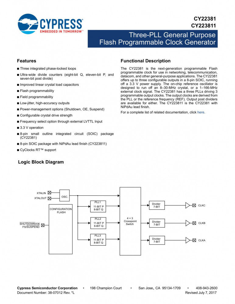 CY22381FXC datasheet page 1