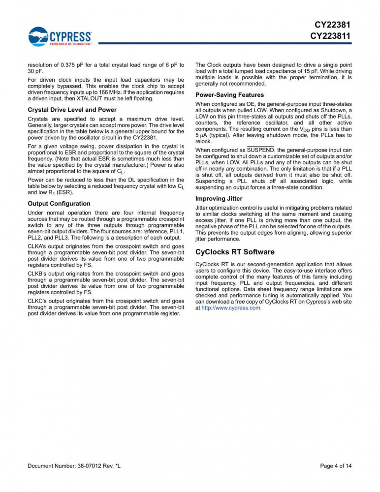 CY22381FXC datasheet page 4