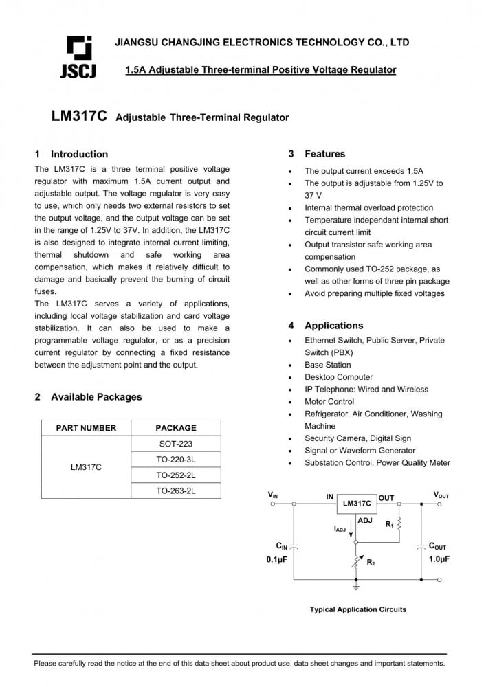 LM317C datasheet page 1