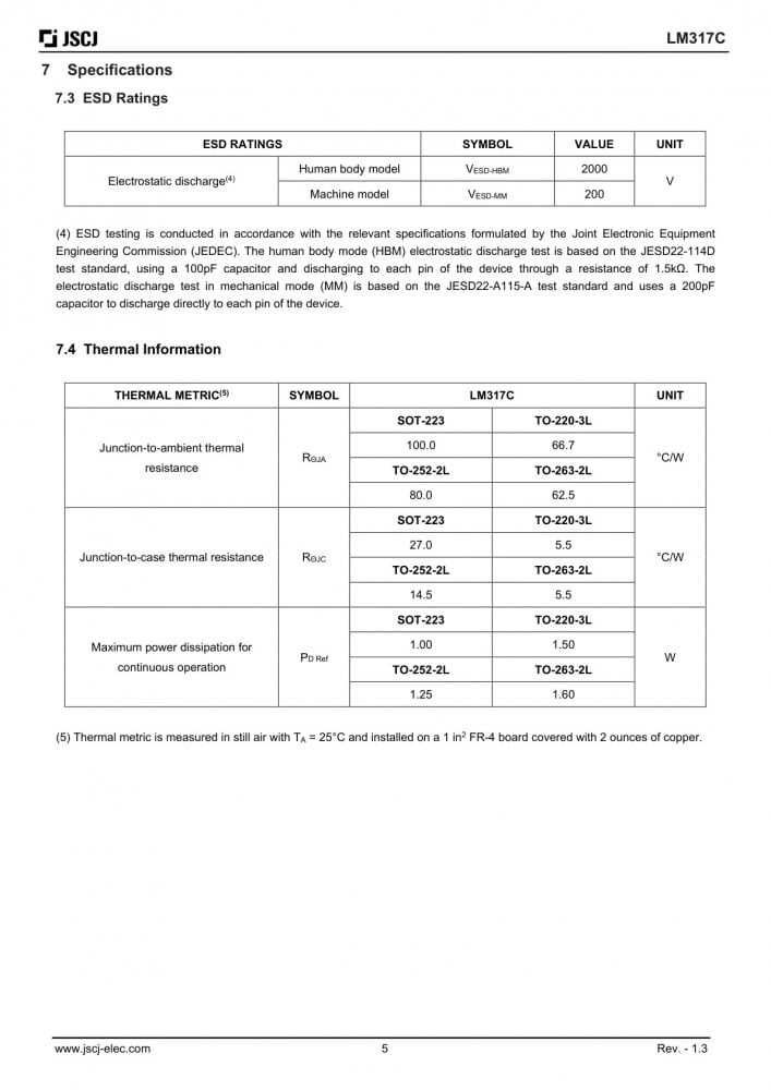 LM317C datasheet page 5