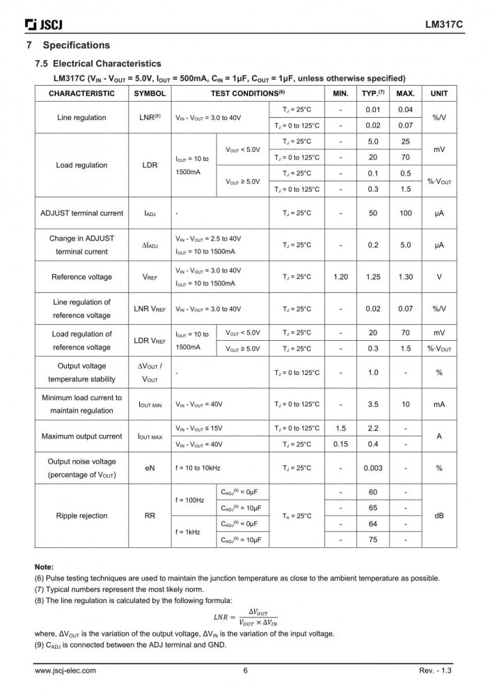 LM317C datasheet page 6
