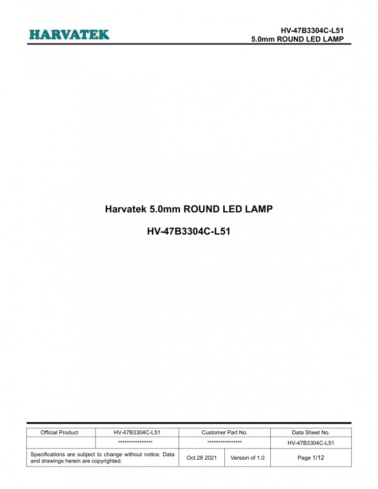 HV-47B3304C-L51 datasheet page 1