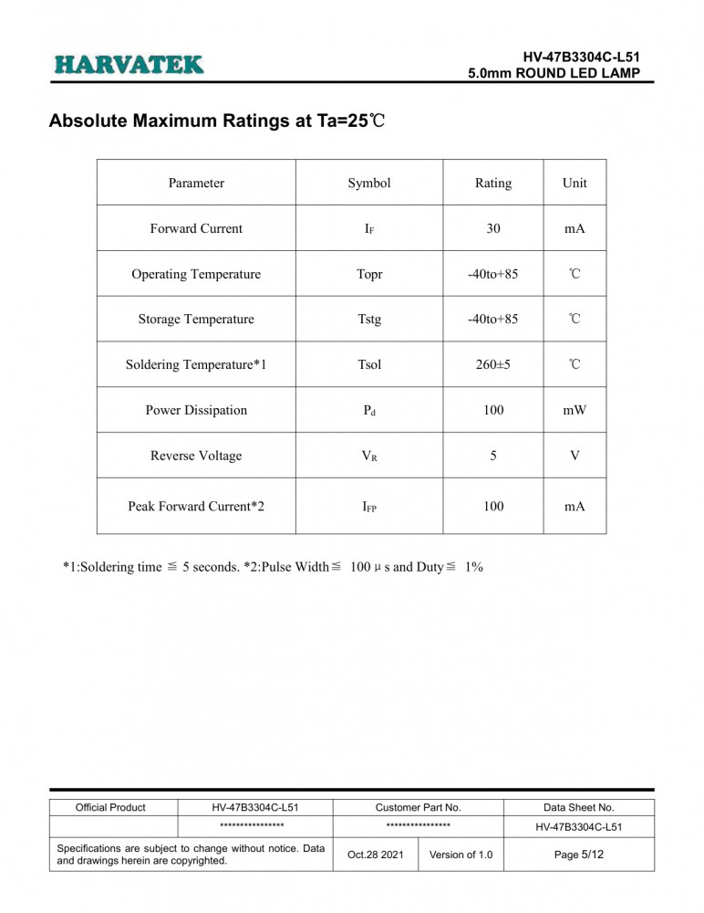 HV-47B3304C-L51 datasheet page 5