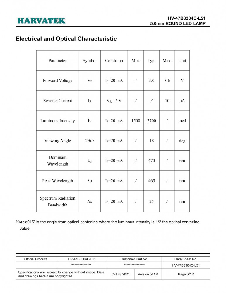 HV-47B3304C-L51 datasheet page 6