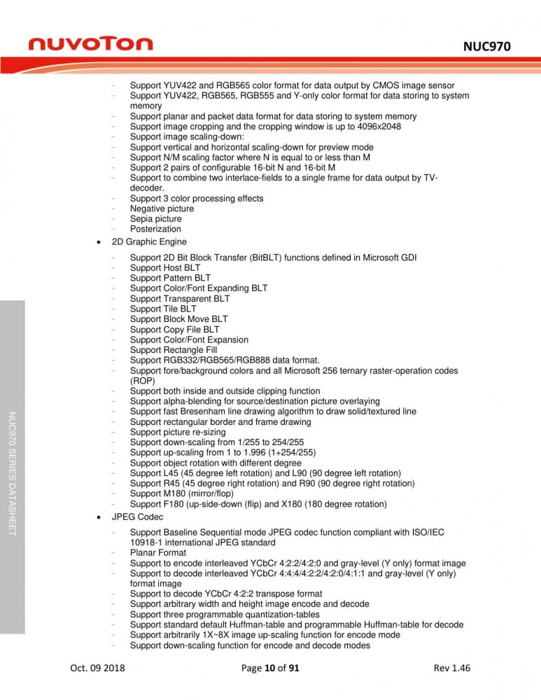 NUC970 Series Datasheet page 10