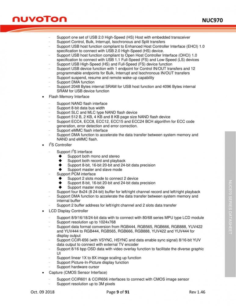 NUC970 Series Datasheet page 9