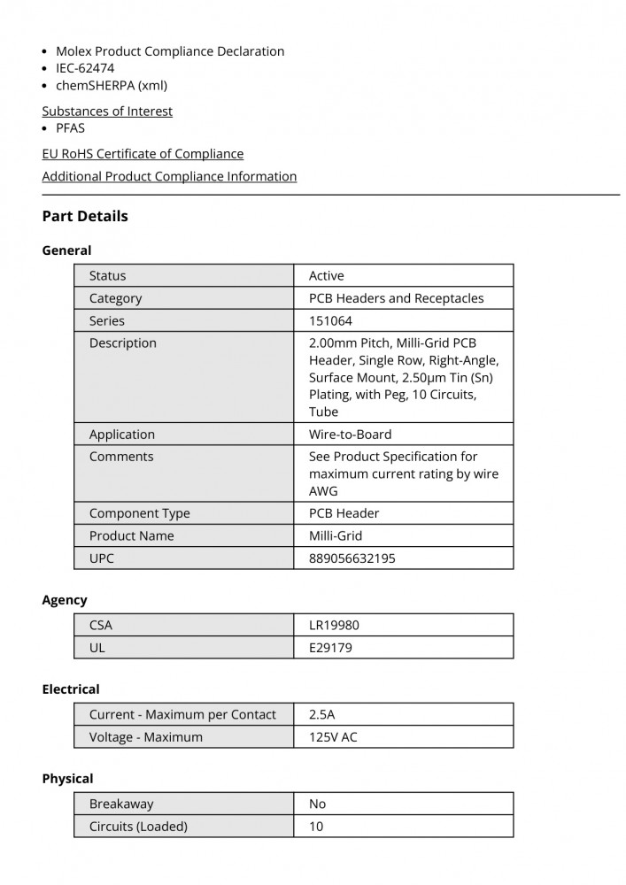 Molex Milli-Grid product specification page 2
