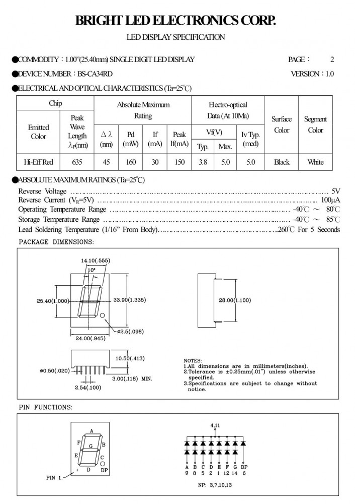 BS-CA34RD technical document page 1