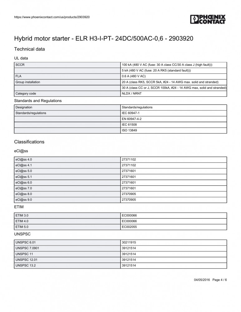Phoenix Contact 2903920 technical document page 4