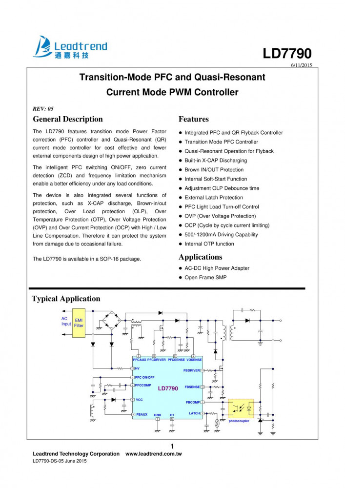 LD7790 datasheet page 1