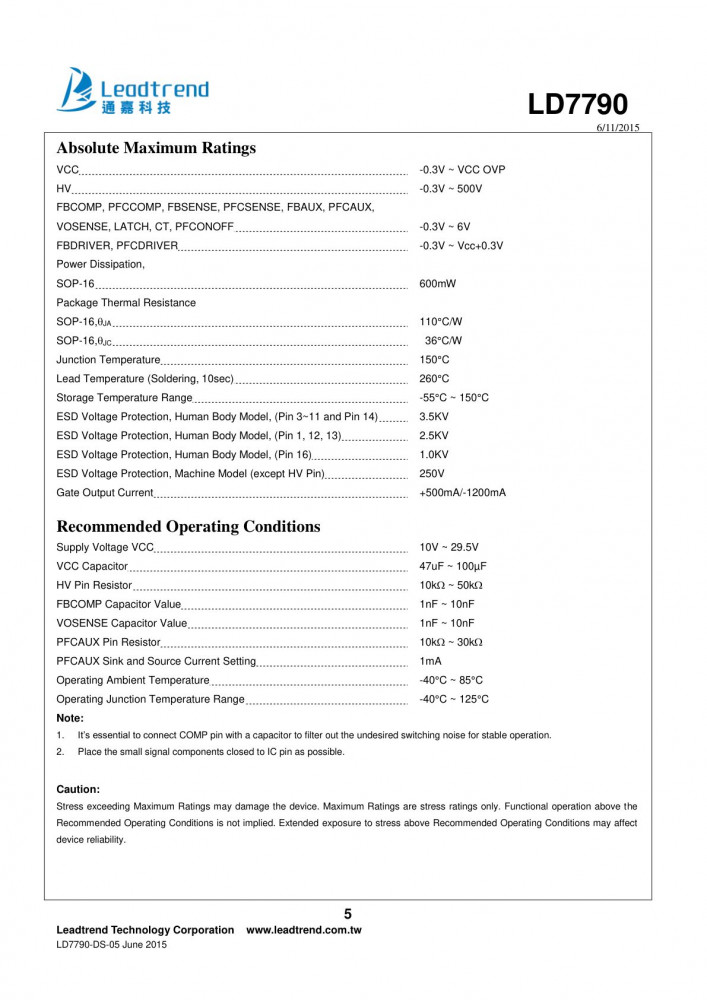 LD7790 datasheet page 5