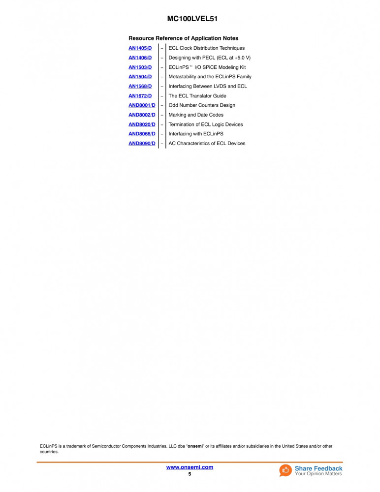 MC100LVEL51 datasheet page 5