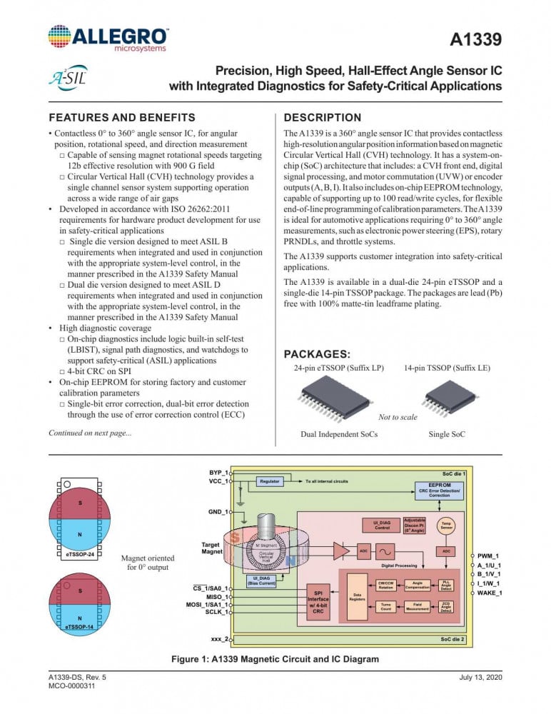 A1339 datasheet page 1