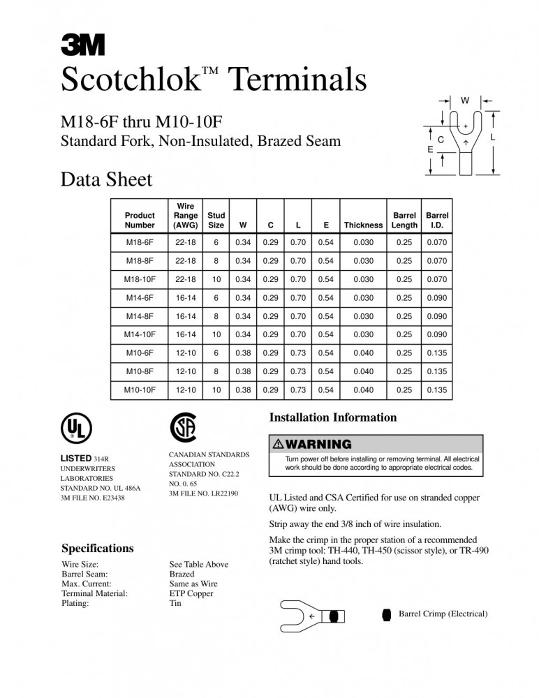 3M M10-6FBK technical document page 1