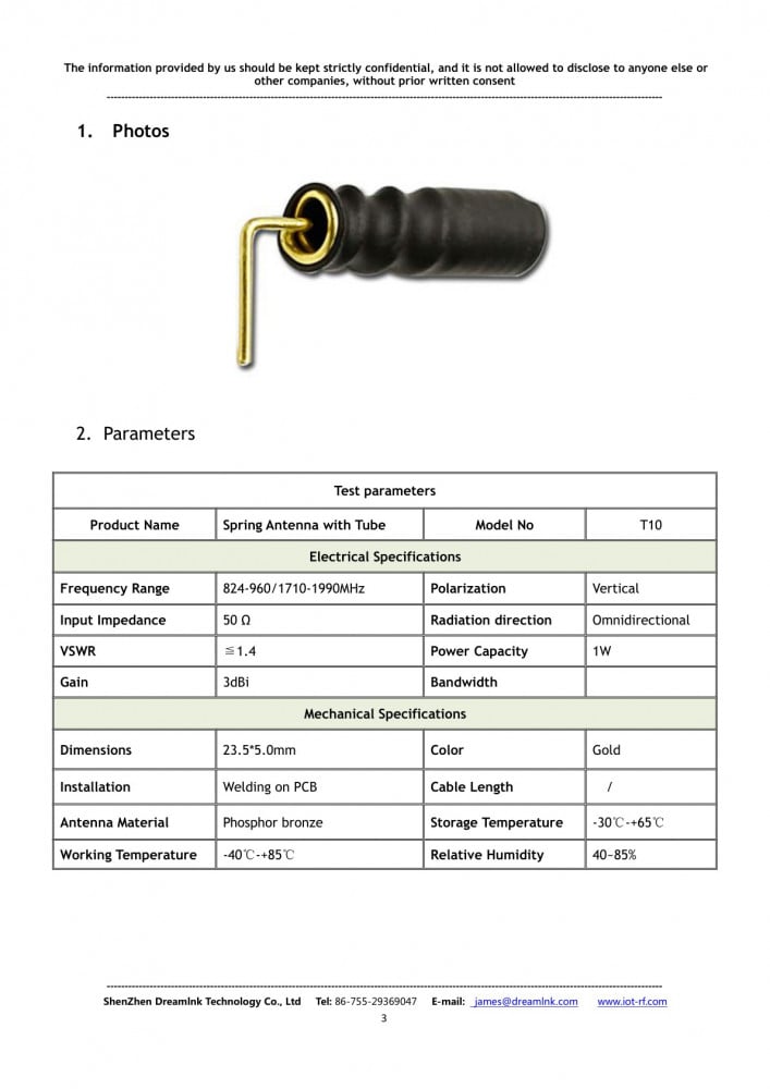 T10 GSM datasheet page 3