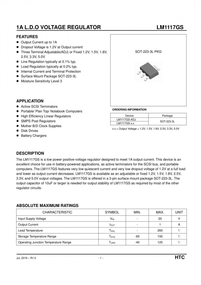 LM1117GS datasheet page 1