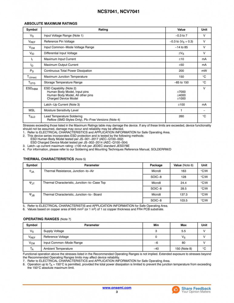 NCS7041 datasheet page 3