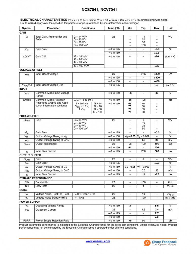 NCS7041 datasheet page 4