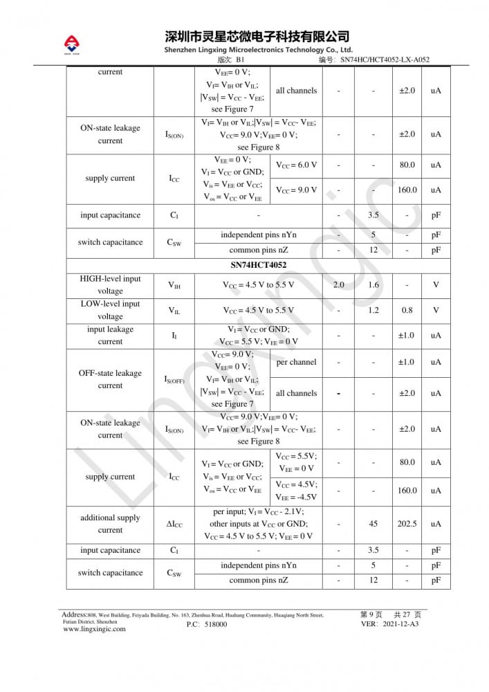 SN74HC4052PWR(LX) datasheet page 9