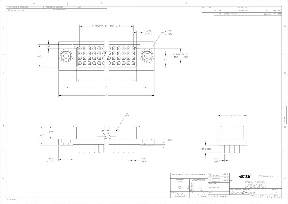 TE Connectivity 533285 drawing page 1