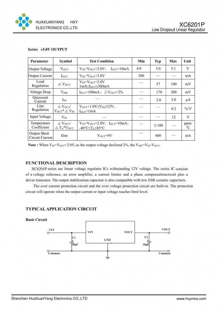 XC6201P332MR-HXY datasheet page 5