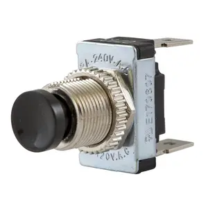 Switches and Lighting Controls, Marine Grade, Panel Mount and Specialty Switches, Horn Switch, Single Pole, Reduced, 12V DC, Screw Terminals, Black for sale