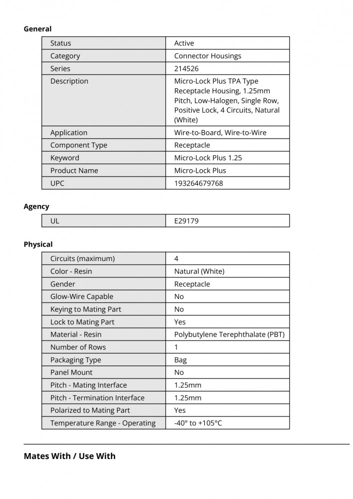 Technical document image 2 for MOLEX 2145260400