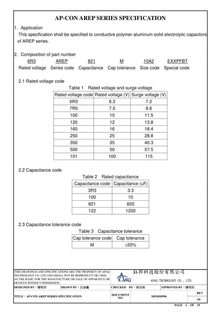 APAQ 6R3AREP271M05X8E15PFBT datasheet page 2