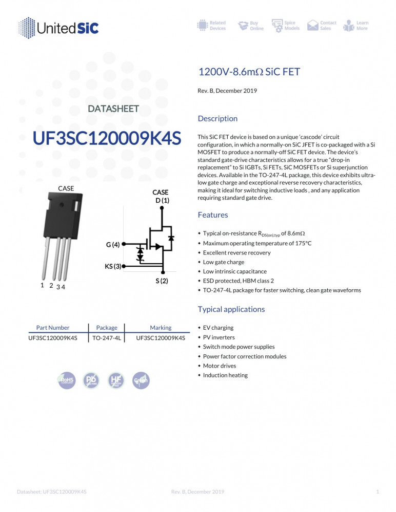 UF3SC120009K4S datasheet page 1