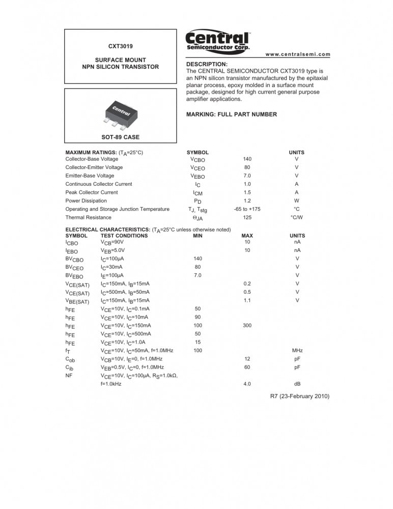 CXT3019 datasheet page 1