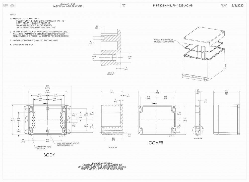 PN-1328-ACMB enclosure technical drawing