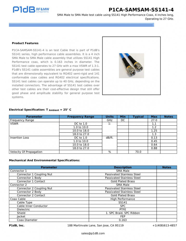 P1CA-SAMSAM-SS141-4 technical document image, page 1