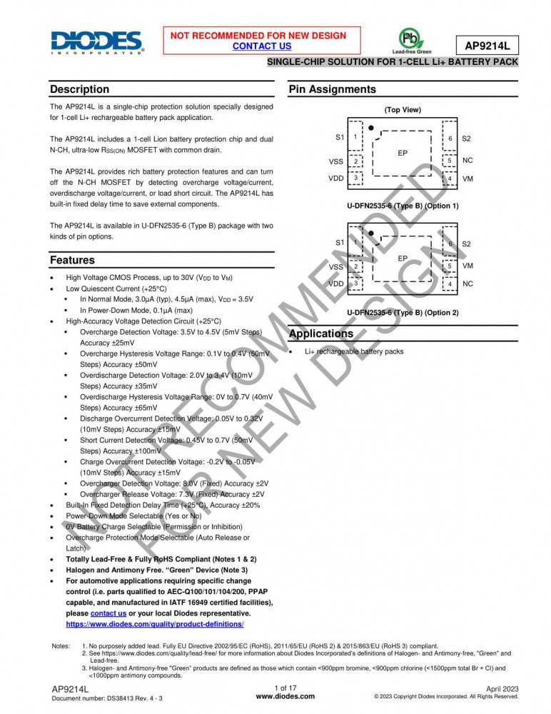 AP9214L datasheet page 1