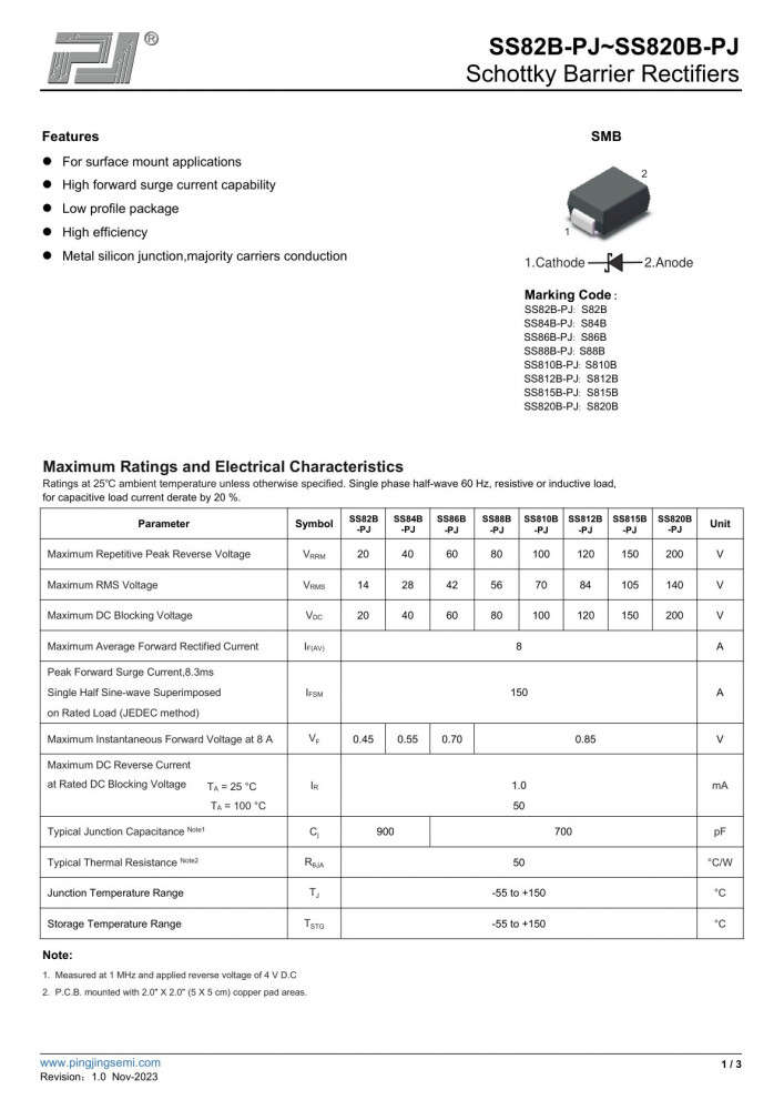 SS86B-PJ datasheet page 1