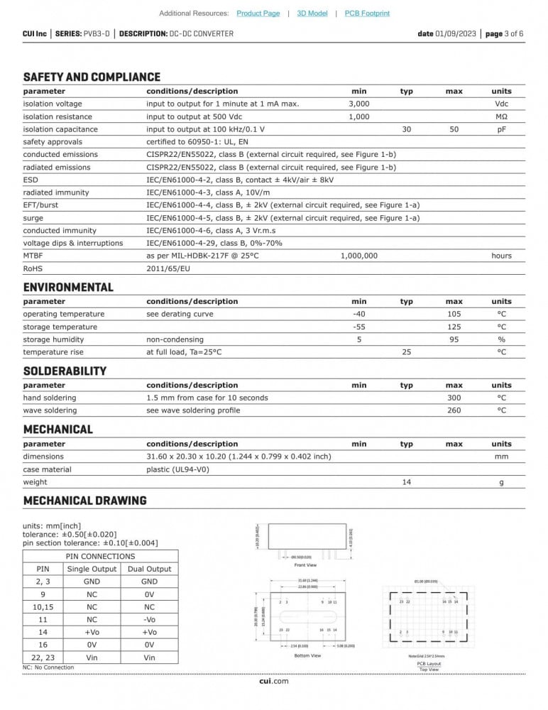 PVB3-D series datasheet page 3