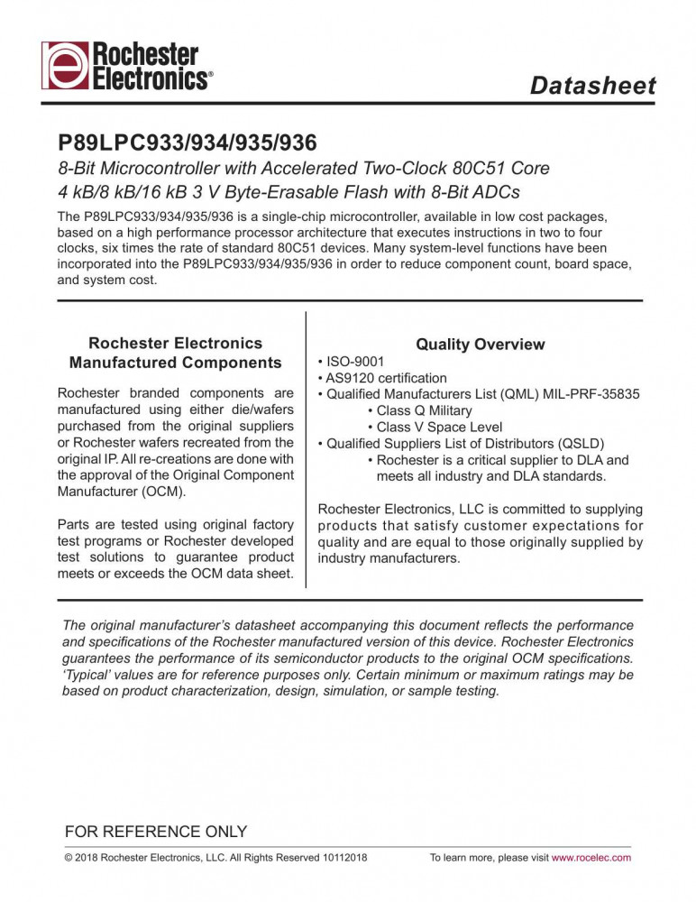 P89LPC933FDH datasheet page 1