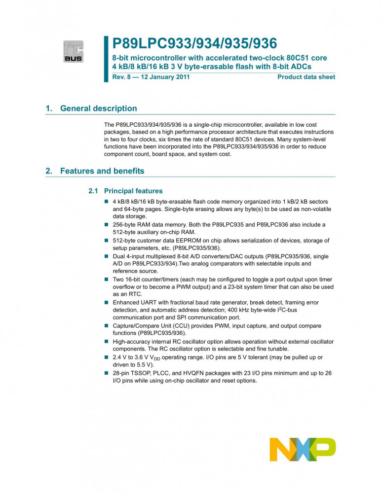 P89LPC933FDH datasheet page 2