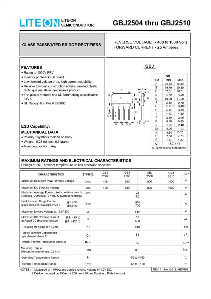 S-GBJ2510F-TU-LT datasheet page 1