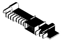 EXTreme Ten60Power Right-Angle Plug without Guides, 7 DC Power Circuits, Press Fit Tail