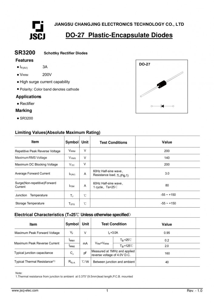 JSCJ SR3200 datasheet page 1