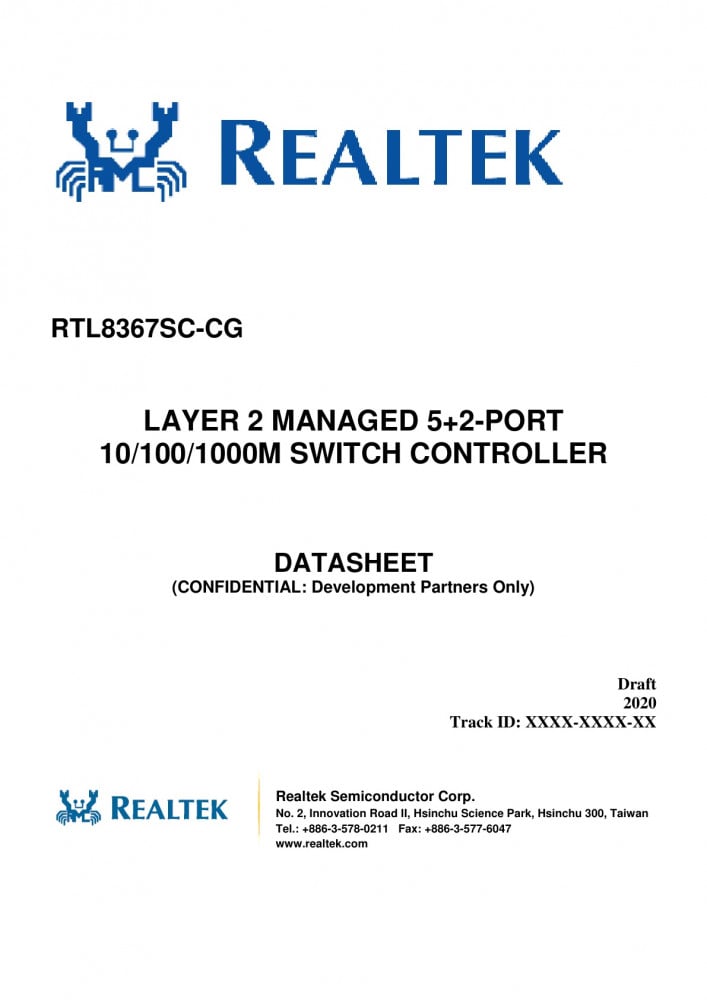 RTL8367SC-CG datasheet page 1