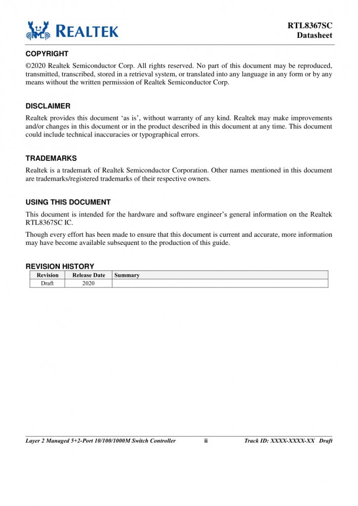 RTL8367SC-CG datasheet page 2