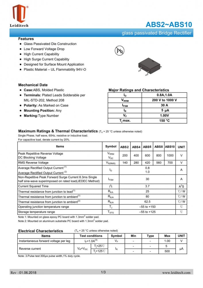 Leiditech ABS10 datasheet page 1